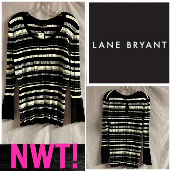 Lane Bryant | Sweaters | Nwt Lane Bryant Striped Scoop Neck Keyhole ...